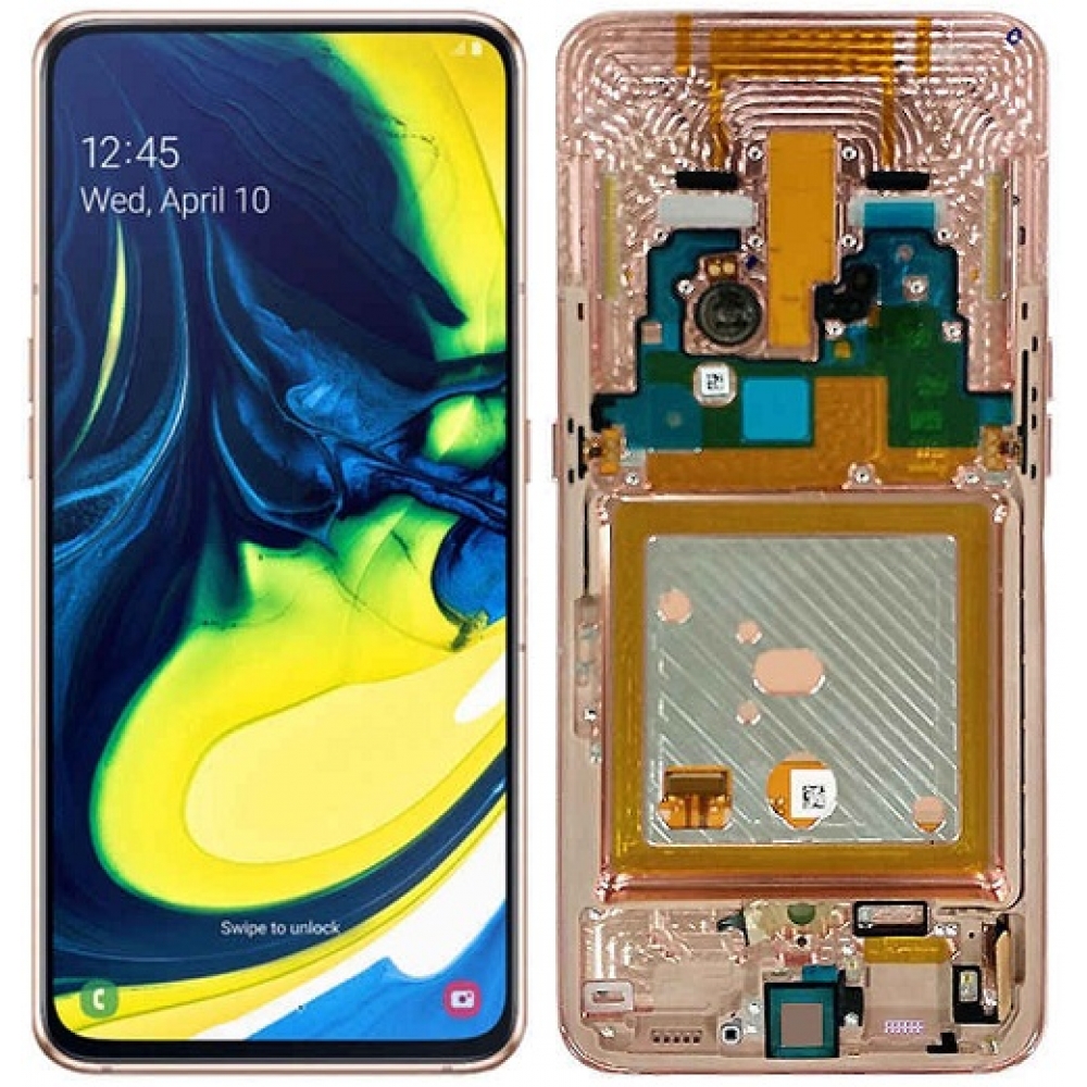 Samsung Galaxy A80 LCD Screen With Frame Gold Replacement Module ...