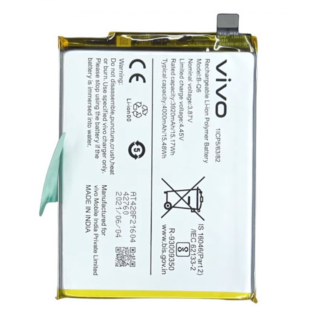 Vivo V21E 5G Battery Replacement Module - Cellspare