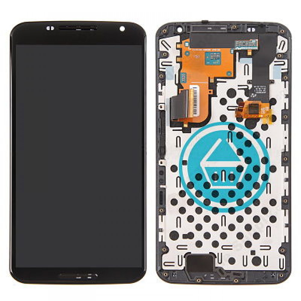 Motorola Nexus 6 LCD Screen With Front Panel Module Black - Cellspare