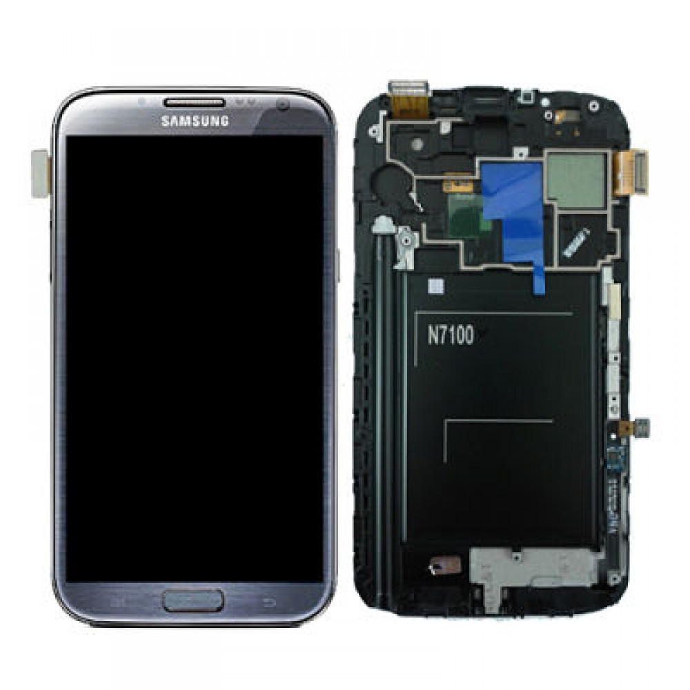 Samsung Galaxy Note 2 N7100 LCD Screen With Frame Module Grey - Cellspare