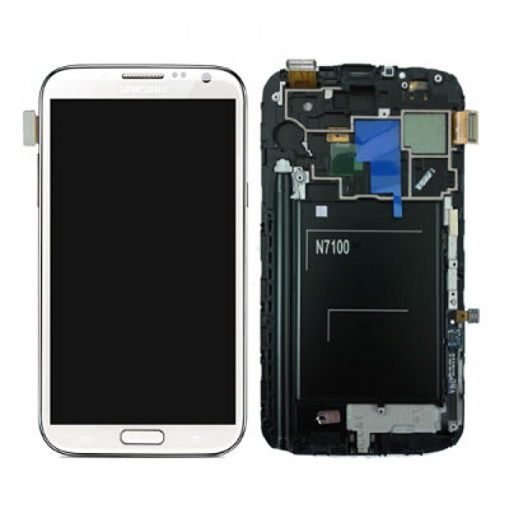 Samsung Galaxy Note 2 N7100 LCD Screen With Frame Module White - Cellspare